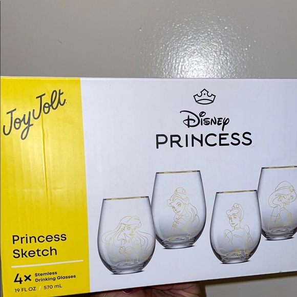 Disney | Dining | Disney Princess Sketch 4pc Glass Set | Poshmark